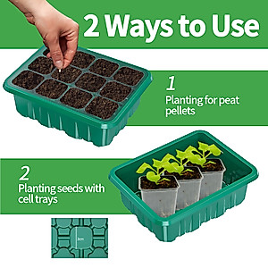 15 Packs Seed Starter Tray Kit, 180 Cells Total Tray, Seedling Starting Trays with Humidity Dome, Base Mini Greenhouse Kit for Seeds Growing Starting