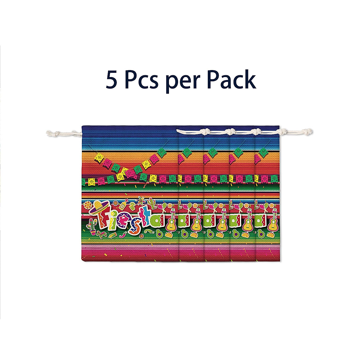 Doreen's Boutique Fiesta Gift Bags, Taco Llama Cactus,Mexican Themed Fiesta Party Decorations, Supplies – 5 Pcs per Pack(BGS-A008)