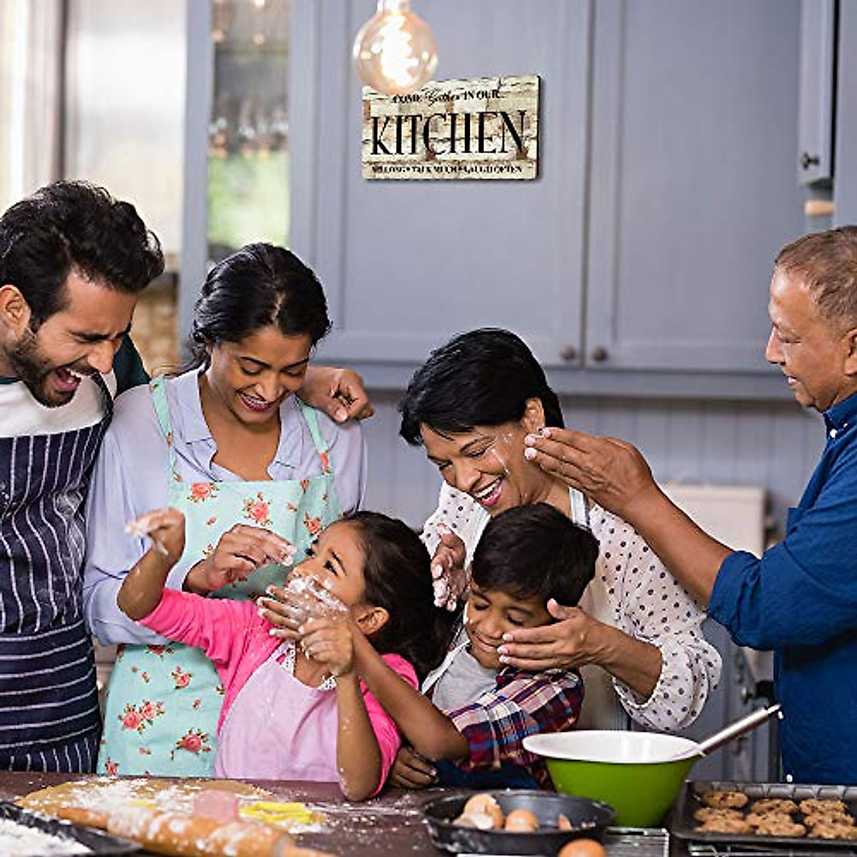 Kitchen Signs Farmhouse Kitchen Wall Decor Rustic Kitchen Wall Art-Come Gather in Our Kitchen-Kitchen Signs Wall Decor Size 16"x8"