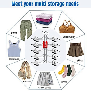 24 Pack Magic Space Saving Hangers+2 Pack Skirt Hangers Stainless Steel Multifunctional Clothes Pant Rack Dorm Room Essentials Closet Hanger Organizer for Pants Jeans Trousers Skirts