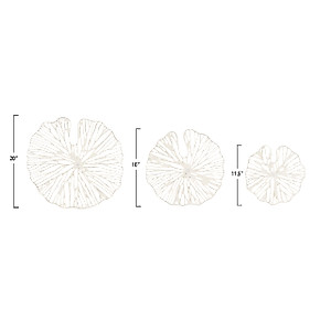Creative Co-Op Handmade White Coral Shaped Paper & Metal Wall Décor (Set of 3 Sizes)