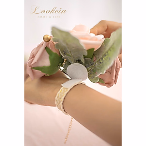 Lookein Set of 2 Bridesmaid Corsage for Wedding Flowers Shoulder Corsages Bridesmaid Gift Corsage Wristlet for Prom for Wedding Ceremony, Dusty Rose