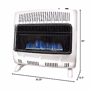 Mr. Heater MHVFDF30BFT 30,000 BTU Vent Free Blue Flame Dual Fuel Natural Gas and Propane Heater For Cold Rooms, Additions, Sun Rooms & Cabins - White