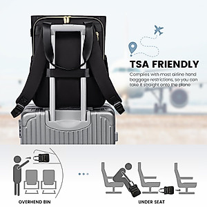 LOVEVOOK Laptop Backpack for Women, 15.6 Inch Work Business Laptop Bag, Wide Top Open Teacher Nurse Bag with USB Port, Waterproof Computer Backpack Purse for travel, Black