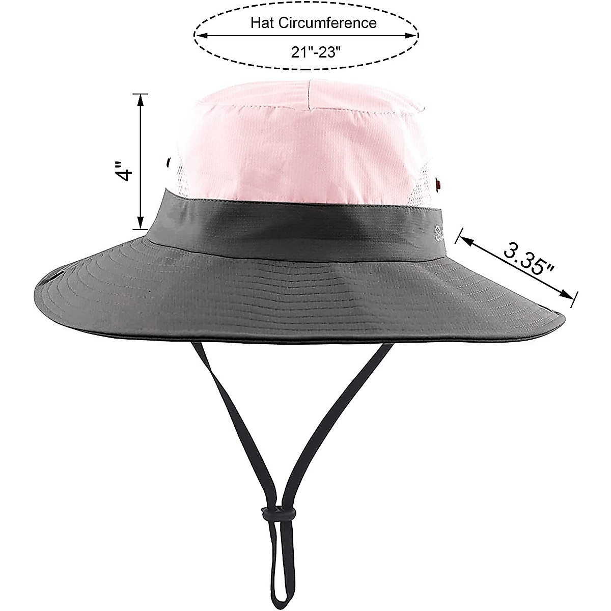 1 Pack Ponytail Sun Hat for Women UV Protection Fishing Hat Foldable Mesh Wide Brim UPF 50+ (Black)