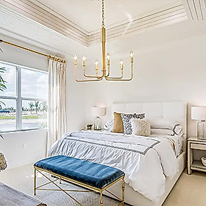 KSANA Gold Chandelier, 6-Lights Modern Chandeliers for Dining Rooms, Living Room, Bedroom, Kitchen, Brushed Gold Finish