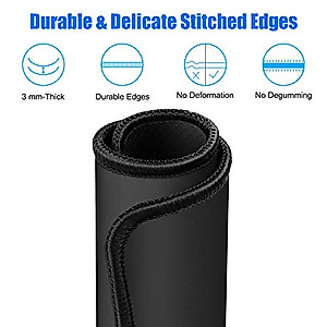 JIKIOU Mouse Pad with Non-Slip Rubber Base, Premium-Textured & Washable Computer Mousepad with Stitched Edges, Mouse Pads for Computers, Laptop, Gaming, Office & Home, 8.3 x 10.2 in, Black