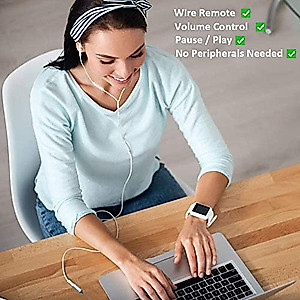 USB A to Lightning Audio Adapter Cable USB 3.0 Male to Lightning Female HiFi Audio Headphones Converter Fit with USB A MacBook Computer PC Support Volume Control Mic Nylon Braided