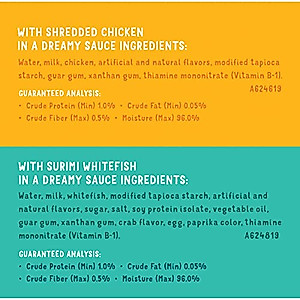 Purina Friskies Cat Food Complement Variety Pack, Lil’ Slurprises Shredded Chicken & Surimi Whitefish - (18) 1.2 oz. Pouches