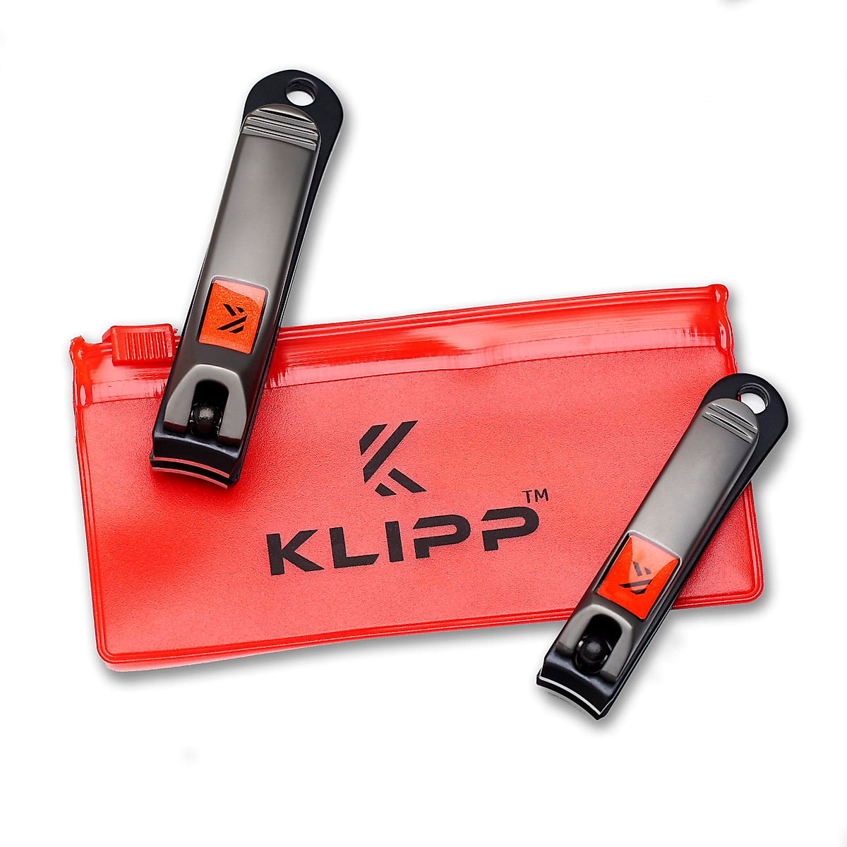 Nail Clippers Set for Men and Women, KLIPP Arched Zinc Alloy Nail Trimmers with Built In Fingernail Files on Non-Slip Levers – Trim and Shape Finger and Toe Nails with Travel Nail Care Kit