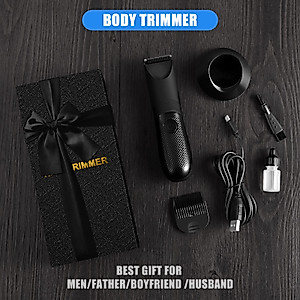 Electric Groin Hair Trimmer & Shaver for Men Bikini Trimmer Women Waterproof Body Hair Groomers,Groin Hair Trimmer Beard Trimmer with LED Indicator, IPX7 Mens Pubic Hair Shaver for Balls