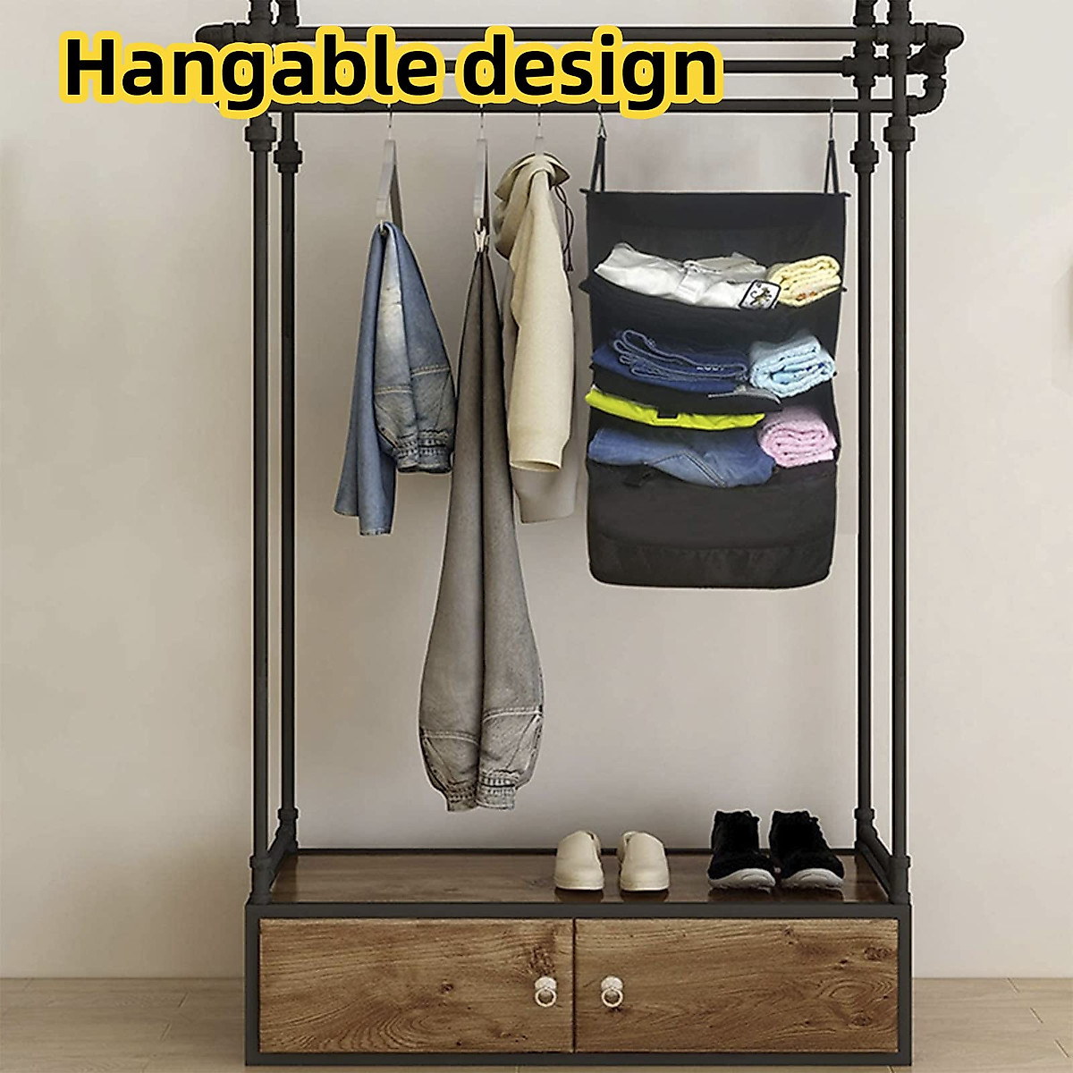 Jaugufiy Multi-layer Hanging Closet Storage Bag Hanging Travel Shelves Suitcase Foldable Hanging Packing Cubes Suitcase Storage Bag for Travel for Wardrobe