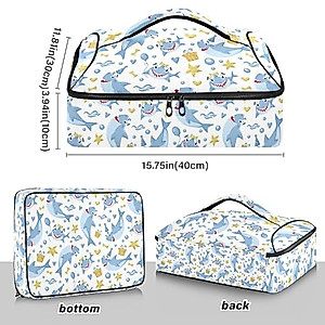 Kcldeci Insulated Thermal Food Carrier Insulated Casserole Carrier for Hot or Cold Food,Baby Shark Cartoon Insulated Tote Bag for Potluck Cookouts Parties Picnic,Lasagna Lugger