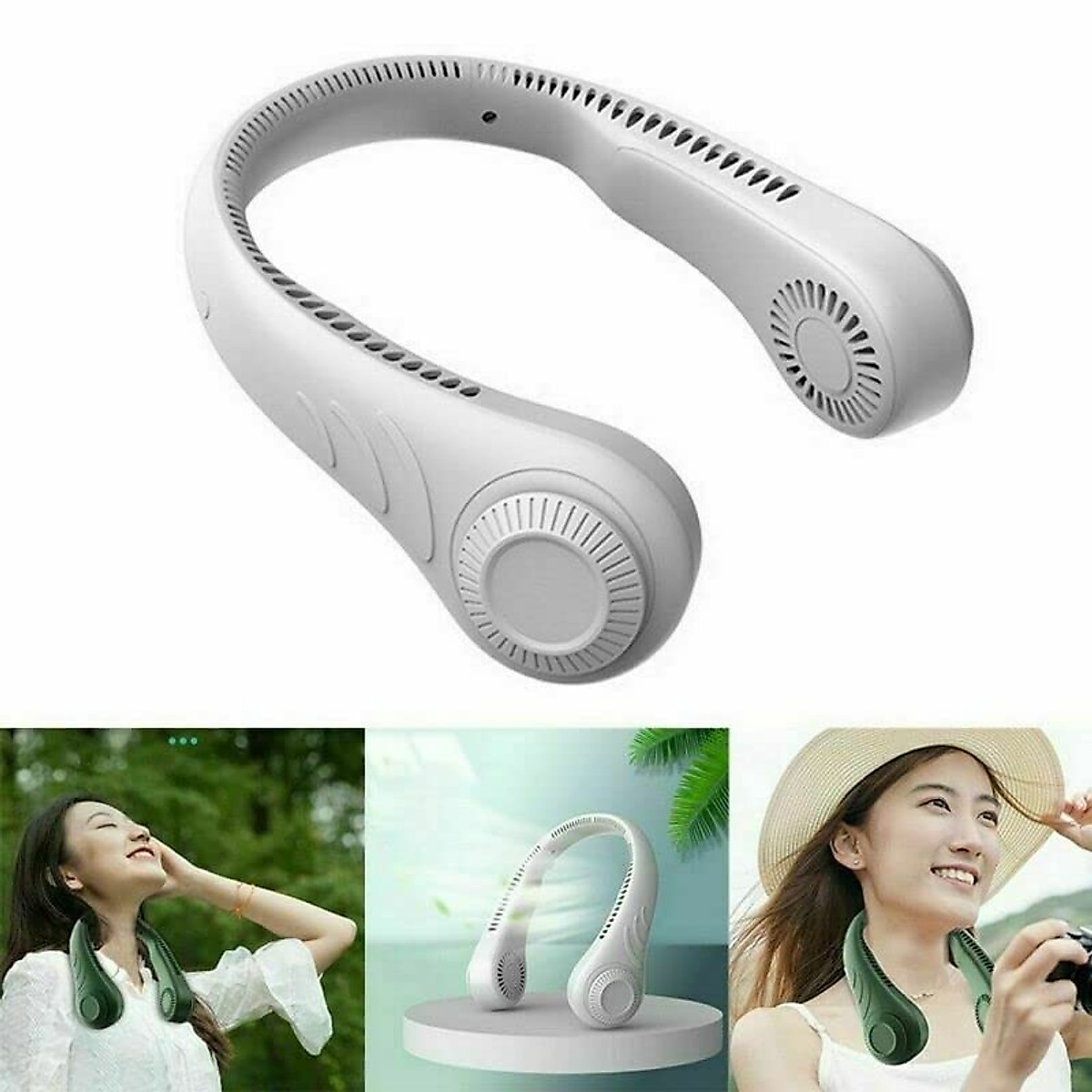 TECKEEN Personal Air Cooler Neck Fan Bladeless USB Rechargeable Hands-Free Fan for Women Men Office