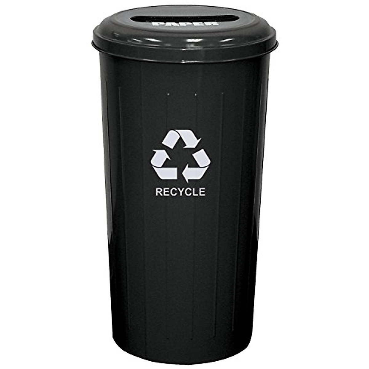 Witt Industries 10/1STBK Steel 20-Gallon Recycling Trash Can with Slotted Top, Legend "Paper Only, Recycle", Round, 30" Height, Black