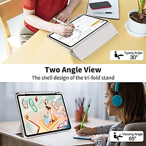 kenke Case for iPad Pro 11 Inch 4th/3rd/2nd Generation (2022/2021/2020) with Pencil Holder, Slim Trifold Smart Cover with Soft TPU Back, Support 2nd Gen Pencil Charging, Auto Sleep/Wake, Gray