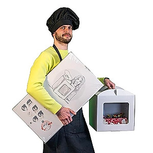 Box For Cake 10-Pack 8x8x8 inch White Cake Boxes with Window, European-Grade Sturdy Cardboard, Large Cake Carriers with Handle for Tiered Cakes, 10 PCS (White)