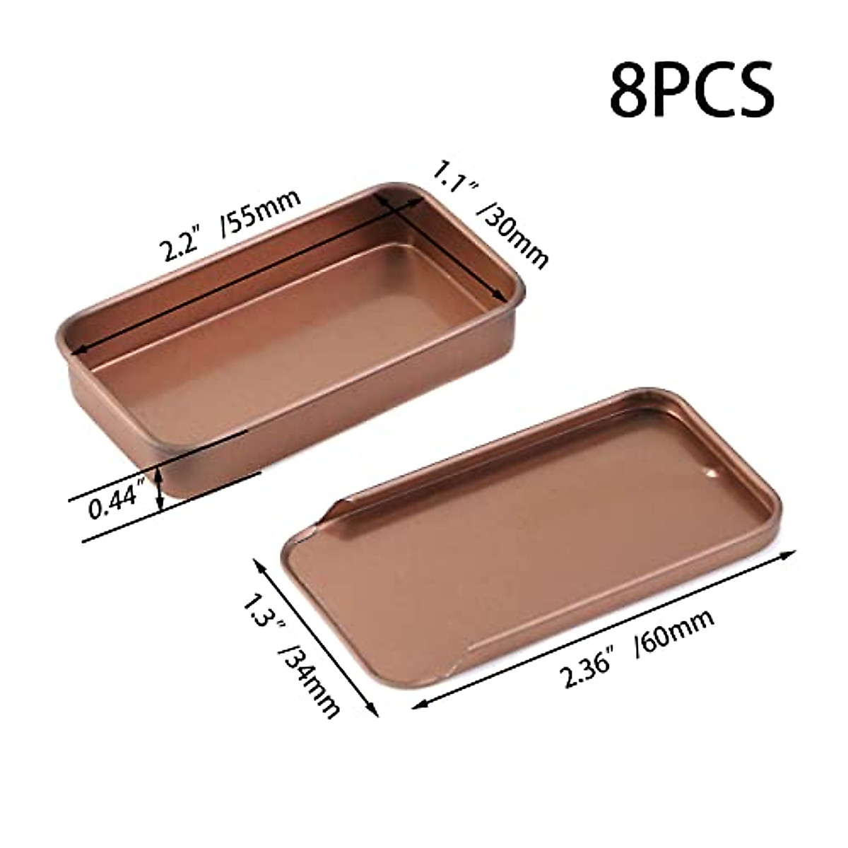 Tighall 8PCS Metal Slide Top Tin Containers Rectangle Tin Box Empty Storage Tins for Lip Balm Candles Crafts Candies Jewelry Crafts (2.2"*1.1"*0.4",Rose Gold)