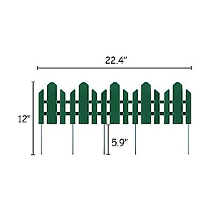 Sunnyglade 12 Pack Garden Edging Decorative Border Recycled Plastic Landscape Garden Fence Flexible No-Dig Spikes,Dark Green