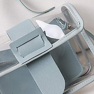 Womens PVC Mini Handbags Clear Cluth Purse Tote Bag Messenger Shoulder (Red)