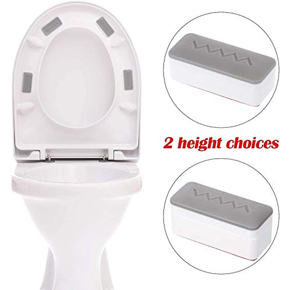 Bidet Toilet Seat Bumpers by JP Bathroom (Pack of 4) - 5cm x 2cm Super Sticky Rubber Toilet Seat Bumpers - 2 Height Sizes - Toilet Bumpers To Raise Toilet Seat For Bidet Fitting - Bidet Seat Bumpers