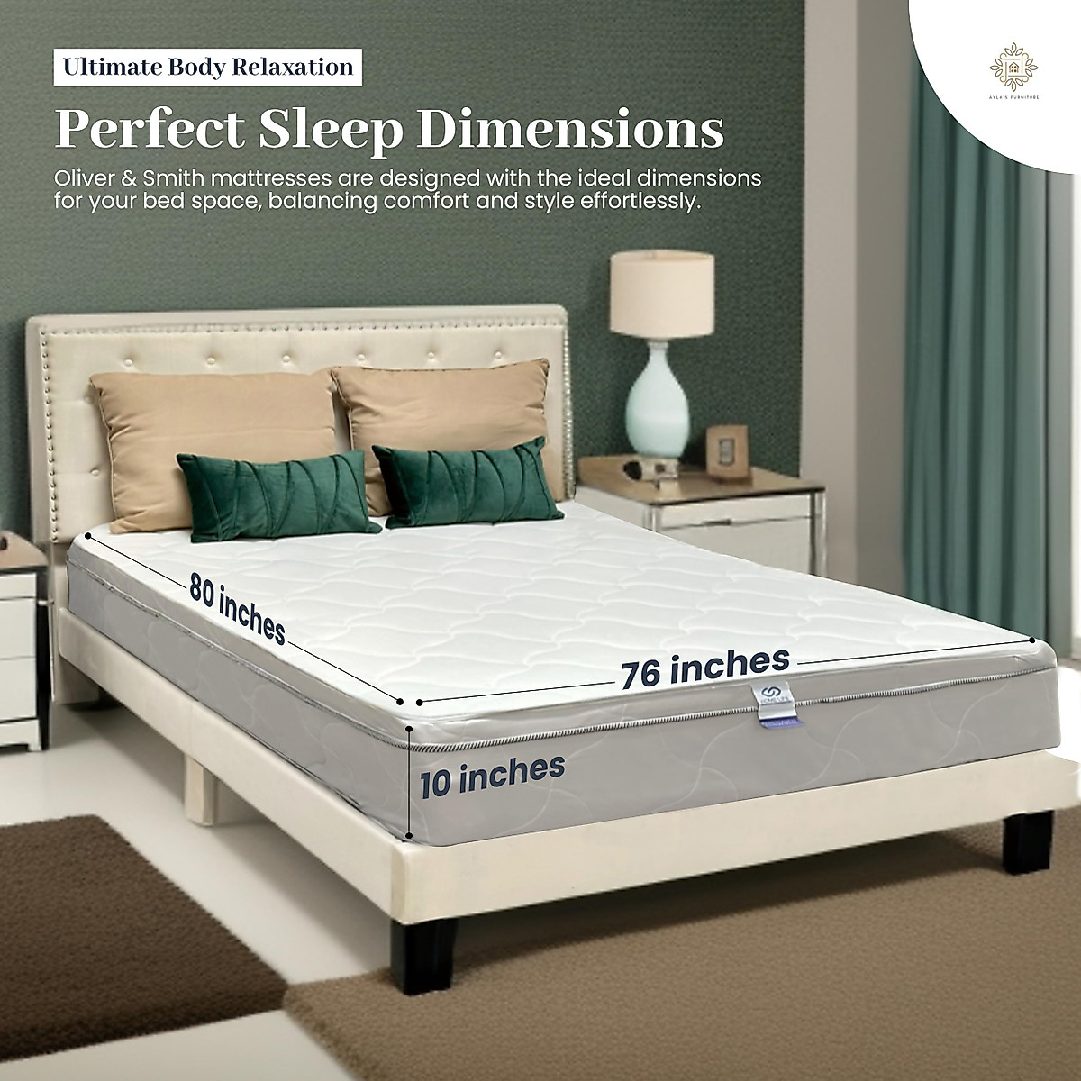 Aylas Furniture King Size Mattress- 10 Inch Hybrid King Mattress with High Density & Comfort Cold Foam with Continuous Coil Bonnell Springs - Eco-Friendly, Breathable Mattress King Size Medium Firm