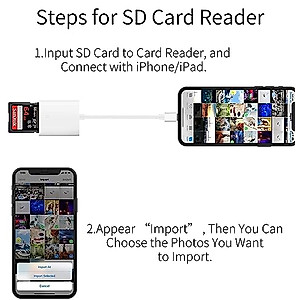 [Apple MFi Certified] SD Card Reader for iPhone, wamaxlink Lightning to Memory Card Reader for Camera and Drone, Trail Camera Viewer SD Card Adapter Compatible for iPhone 14 13 12 11 XS XR X 8 7 iPad