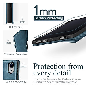 Antbox Case for 2024 iPad Air 11'' (M2)/ iPad Air 5th/4th Generation 10.9'' Vegan Leather with Pencil Holder Typing Angle Auto Sleep/Wake Muti-Stand iPad Air 6th/5th/4th Case (Blue)