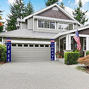 4th of July Patriotic Decorations Porch Sign Banners, Home of the Free Because of the Brave Hanging Flag Decor with Stars and Stripes for Memorial Independence Veterans Day Yard Indoor Outdoor