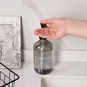 Plastic Refillable Shampoo Conditioner & Body Wash Pump Bottle Dispensers with Plastic Pumps, 16oz 3-Pack Shower Bottles with 6 Waterproof Label Stickers, Reusable Hand Soap Dish Soap Containers