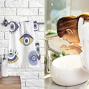 ZENWAWA Hand Towels Various Evil Eye Print, Cotton Bath Towels Drying Face Hands Body Thin Water Absorbent Lightweight Quickdry Washcloth for Bathroom Ktichen Travel Gym 2 Pack 16×28 in