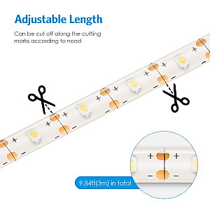 AMIR Upgraded LED Strip Lights, 90 LED 9.84ft Flexible Solar Strip Lights, 8 Lighting Modes, Waterproof for Patio, Garden, Home, Wedding, Courtyard (Warm White)