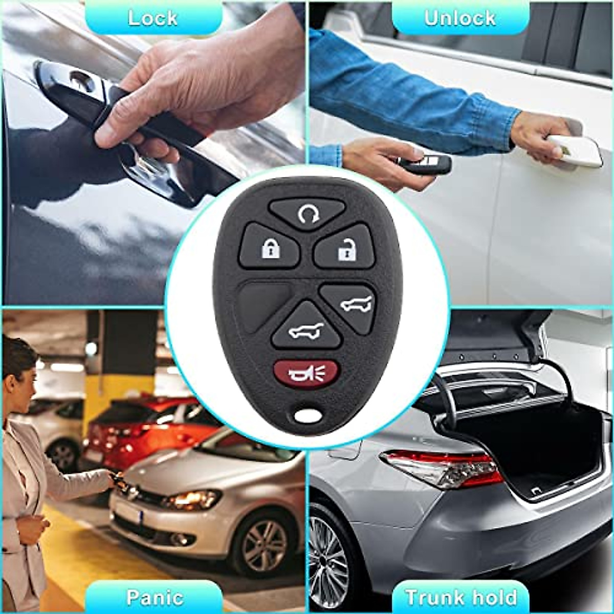 Car Key Fob Keyless Entry Remote Fits 2007-2014 Chevy Silverado Tahoe Suburban Cadillac Escalade GMC Yukon Replaces OUC60270 OUC60221 20869057 15913427