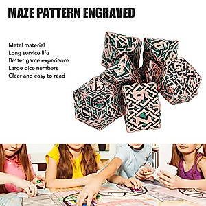 DAUERHAFT Tabletop Dice Set, Exquisite Board Game Polyhedral Dice Game Props Portable Large Number 7pcs for Party for Adults(Green)