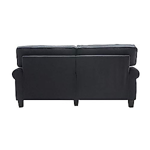 Serta Copenhagen 73" Sofa - Pillowed Back Cushions and Rounded Arms, Durable Modern Upholstered Fabric - Charcoal