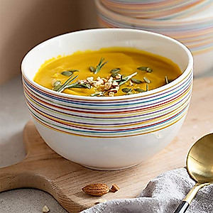 DOWAN 5.8" Deep Soup Bowls & Cereal Bowls - 30 Ounces Large Bowls Set of 4 for Kitchen - Ceramic Bowls for Cereal, Soup, Oatmeal, Salad, Ramen, Noodle, Rice - Dishwasher & Oven Safe (Multi)