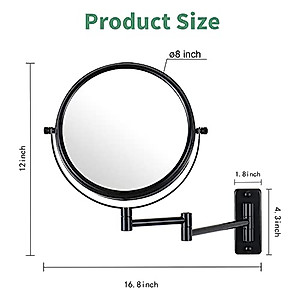10x Wall Mounted Magnifying Mirror 8 inch can 360 Degree Rotating Double-Sided Bathroom Makeup Mirror (Black)