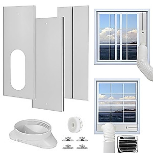 Portable Air Conditioner Window Vent Kit with Coupler, Adjustable Vertical or Horizontal Window Sliding Seal Plates for AC Unit, Suitable for 5.9 inches Exhaust Hose