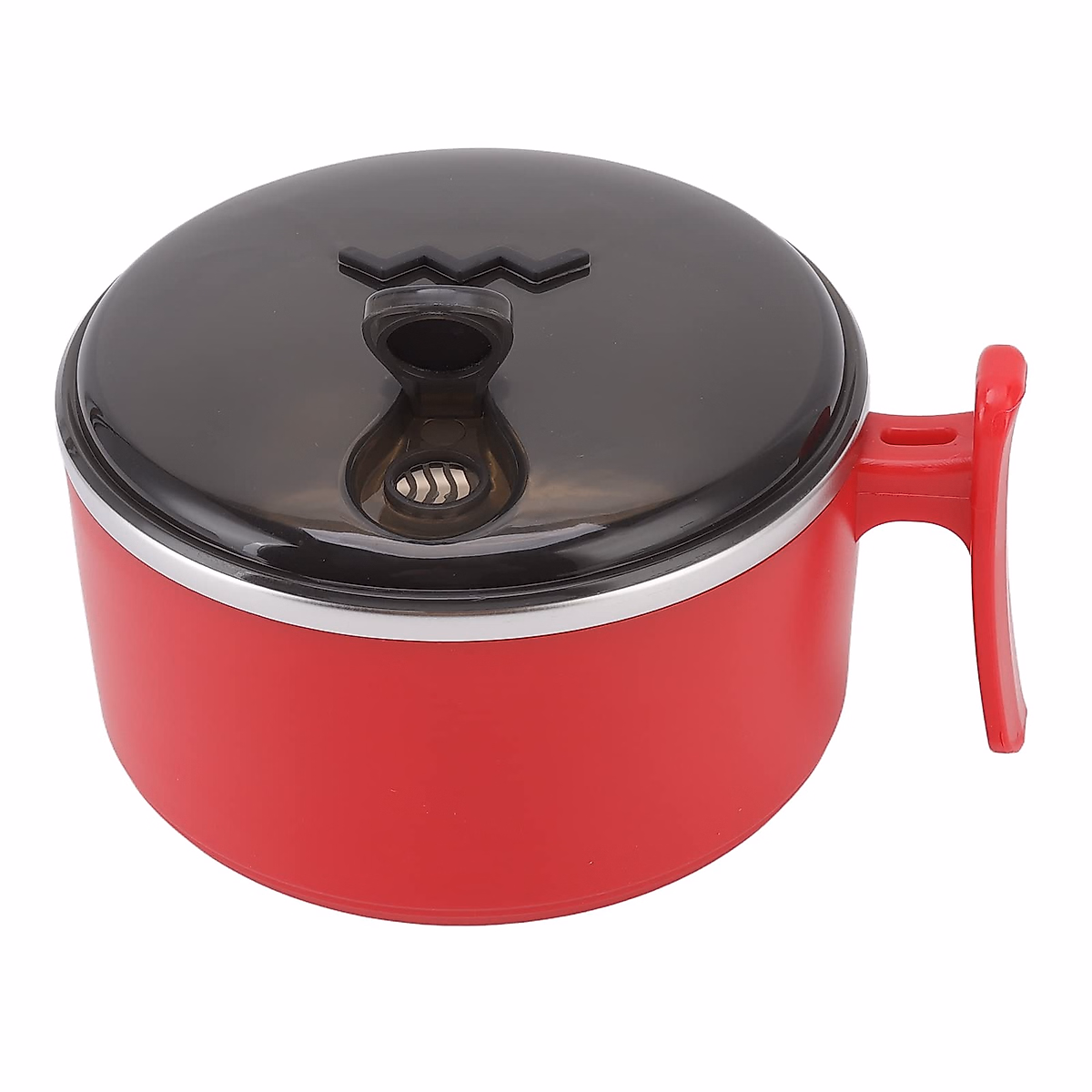 Insulated Bowl Ramen Mug Food Container Ramen Bowl Insulated Bowl 304 Stainless Steel with Lids Stand Design Hollow Double Layer Heat Insulation Ramen Mug for Kitchen (Red)