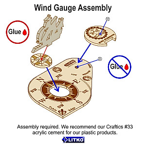 LITKO Naval Glory Wind Gauge Compass Compatible with Sails of Glory, 3mm Plywood & Transparent Bronze