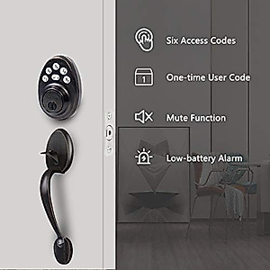Signstek Front Door Lock Set,Keyless Entry Door Lock with Handle,Electronic Keypad Deadbolt,Smart Locks for Front Door (Oil Rubbed Bronze Plus)