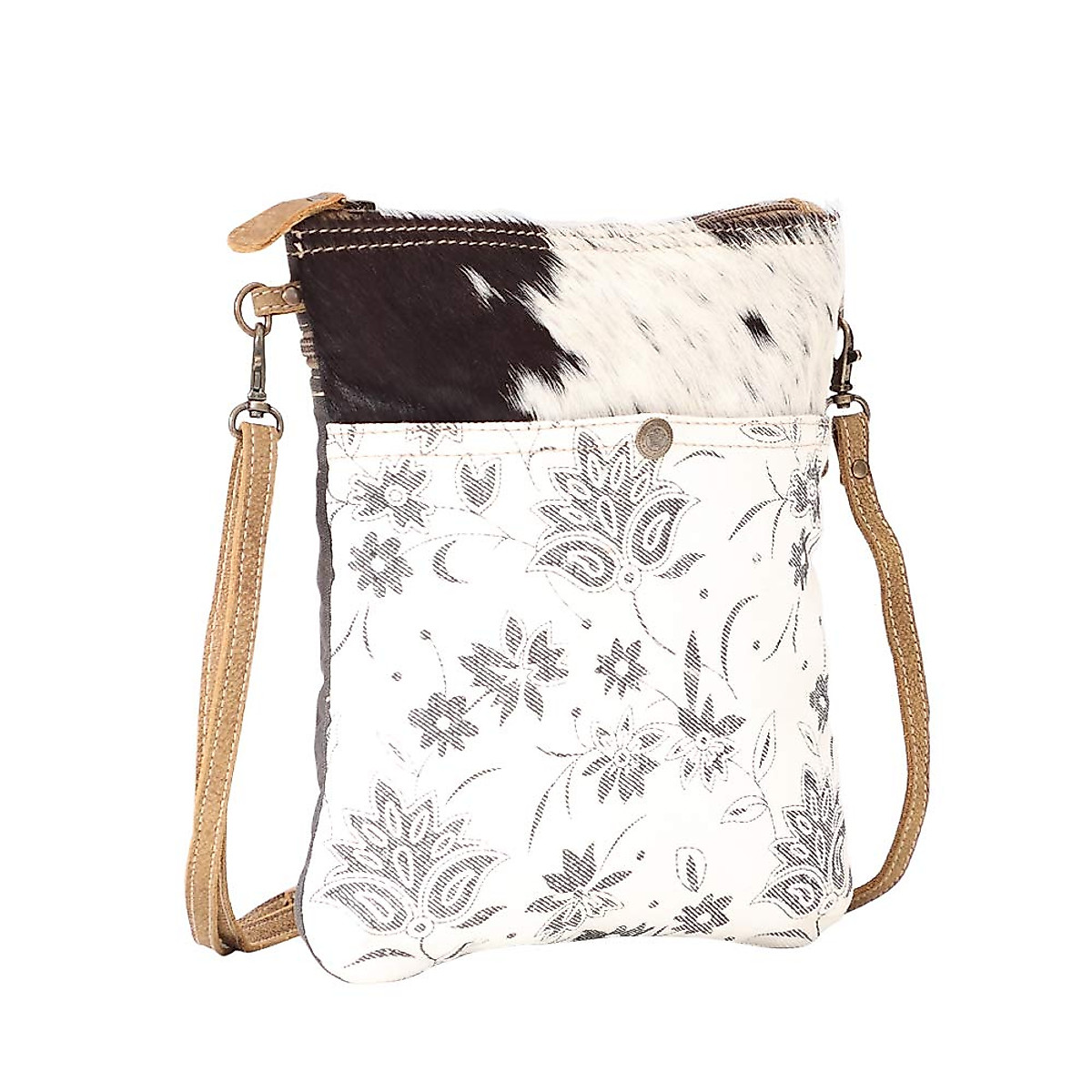 Myra Bag Anemone Upcycled Canvas & Cowhide Small Crossbody Bag S-1499