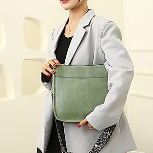 Vegan Leather Crossbody Bags for Women,Women Shoulder Bag with Adjustable Guitar Strap,Fashion Hobo Handbags Tote Bag,Green