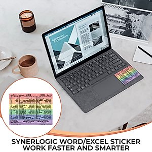 SYNERLOGIC Microsoft Word/Excel (for Windows) Reference Guide Keyboard Shortcut Sticker, Laminated, No-Residue Vinyl (Rainbow/Small)