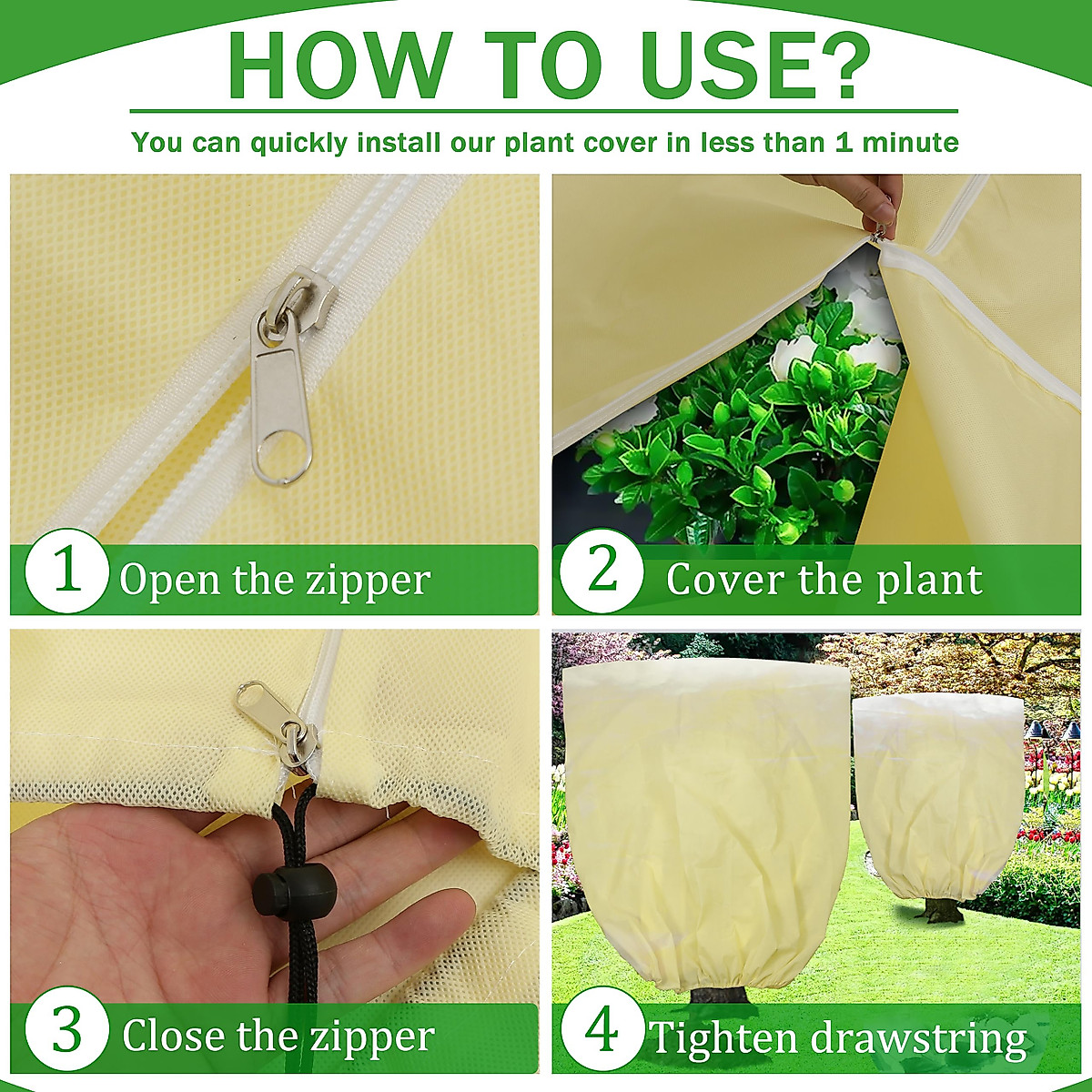 85”(W)x95”(H) Plant Covers Freeze Protection, 2.8oz/yd² Winter Frost Covers for Outdoor Plants,1 Pcs Extra Large Tree covers with Zipper Drawstring, Protect Plants from Cold, Frost, Wind, and Pests