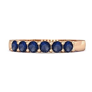 Shine Jewel Multi Choice Your Gemstone Richfeel Band Half Eternity 0.12 Cts 925 Sterling Silver Rose Gold Plated Stacking Ring (7, blue-sapphire)