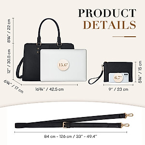 ECOSUSI Laptop Tote Bag Laptop Bag 15.6 inch Work Shoulder Briefcase Computer Messenger with Clutch Satchel Handbag 2 PCS Set