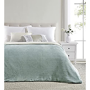 Sherpa Fleece Throw Blanket | Soft and Luxurious Textured Fleece | Comfy Reversible Sherpa | All Season Comfort | Bowery Collection (50" x 60", Surf Spray)