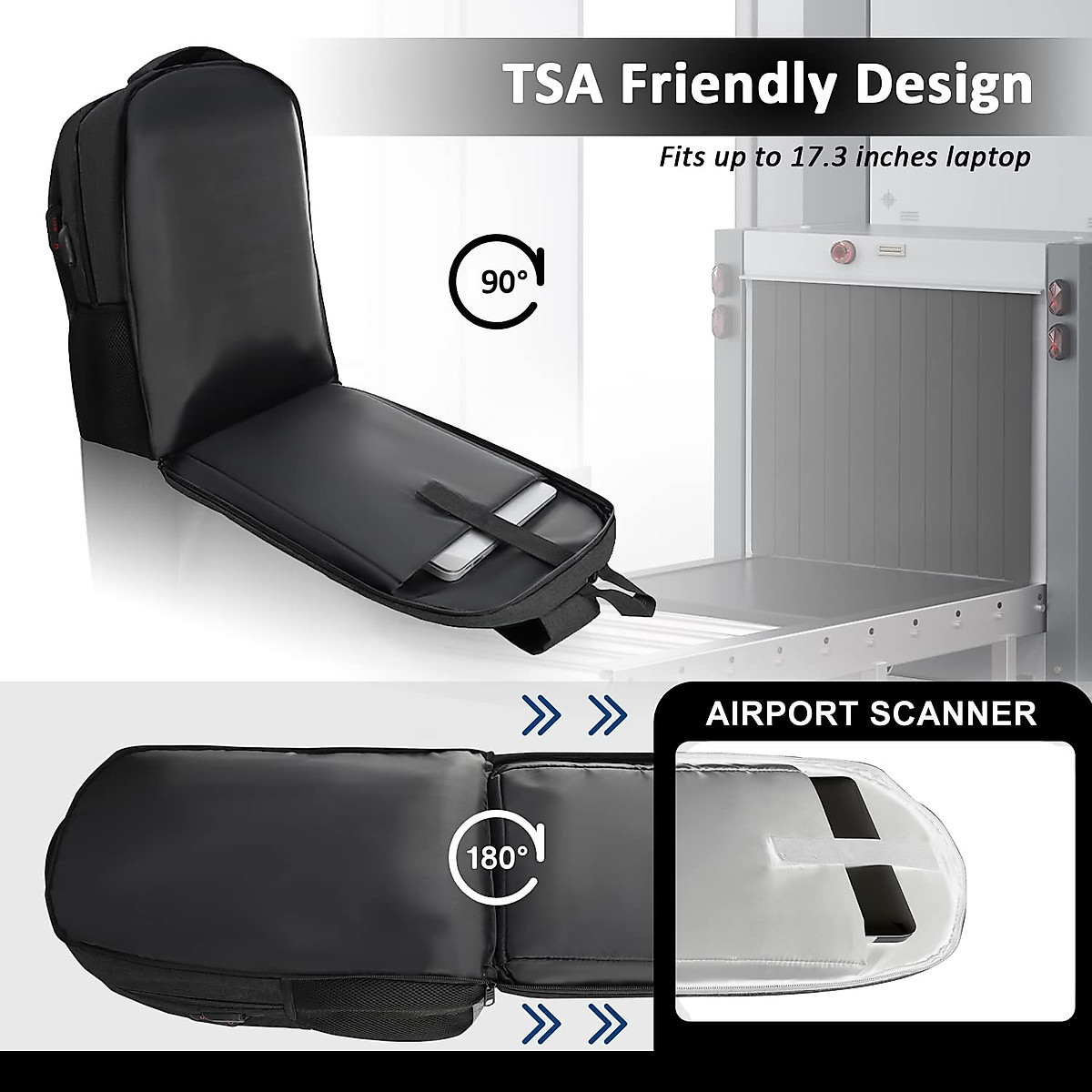 ANTERK Travel Backpack, Extra Large Laptop Backpack, TSA Business Backpack Durable 17.3 Inch School Backbag with USB Port, Anti Theft Computer Backpack Christmas Gifts for Men Women, Black