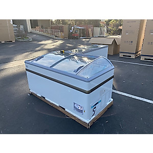 Chest Freezer for Supermarket Glass sliding Door 65" White Showcase Freezer Curve Display Top w/Storage Baskets - 22 Cu.Ft SDSC600